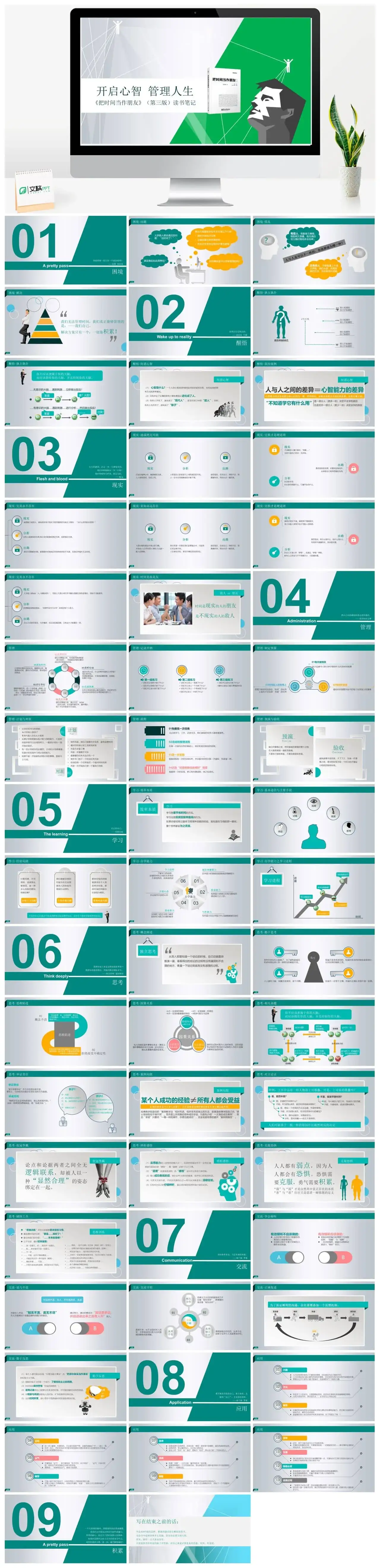 开启心智管理人生演讲通用PPT模板-PPTCAT